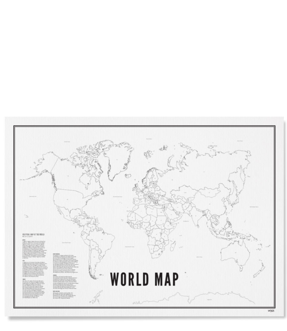 Wijck Dekorative Objekte World Map Black White The Little Green Bag